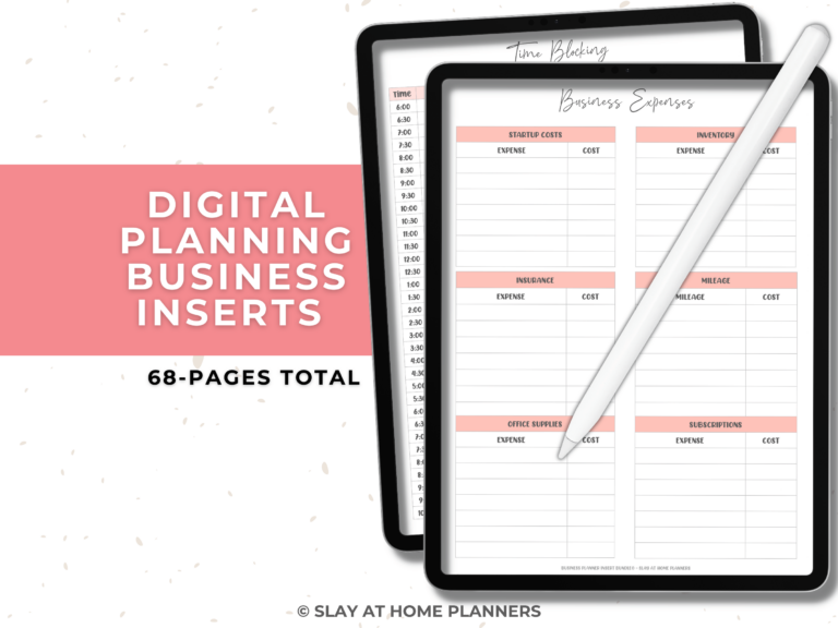 Business Digital Planning Inserts - Slay At Home Planners
