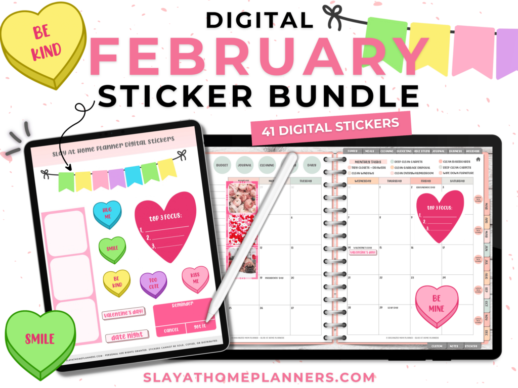 February 2024 Digital Sticker Bundle - Slay At Home Planners